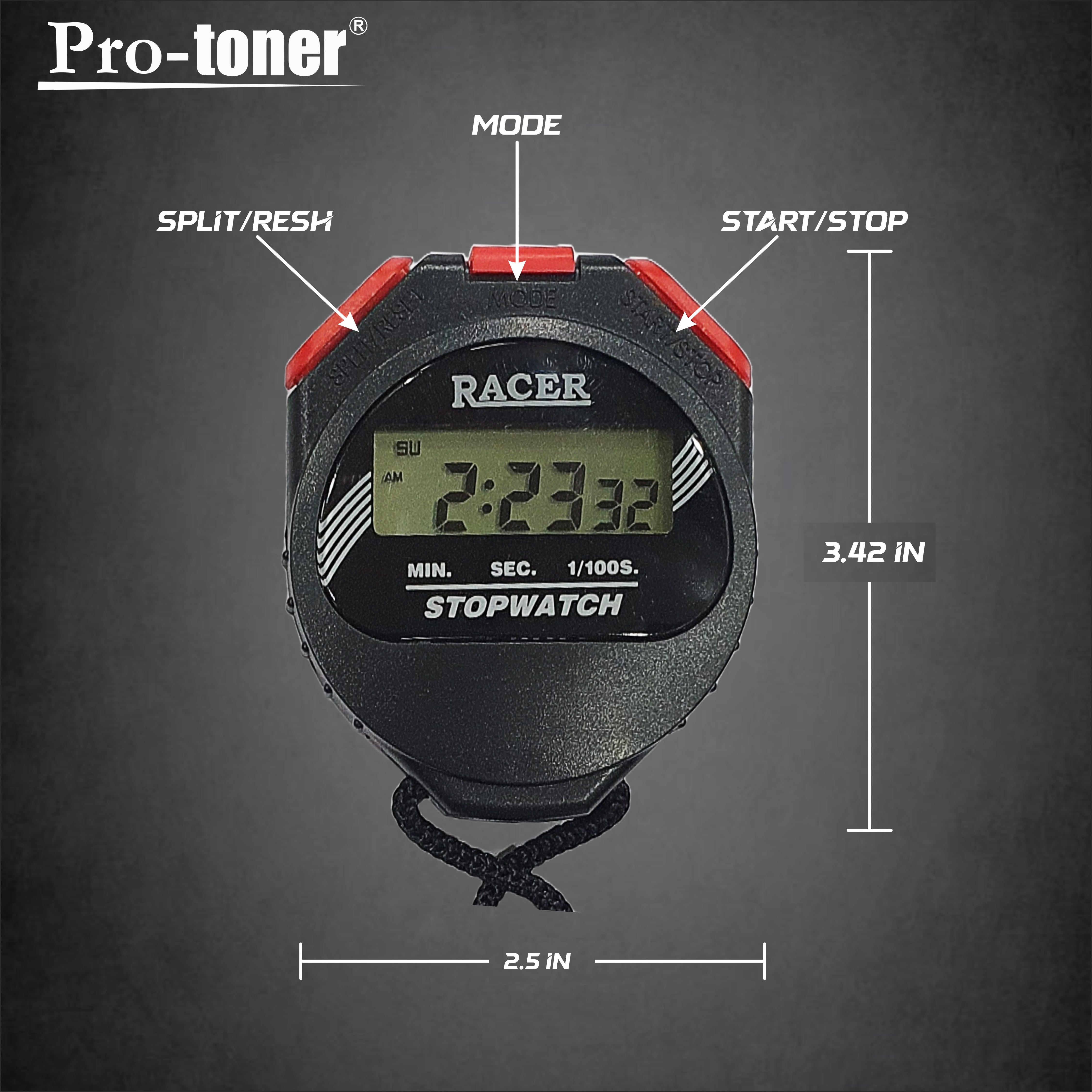 Racer Stopwatch with 1/100 Second Precision, Lap Counter, and 30 Secon ...